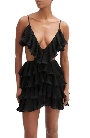 Bardot Ilara Ruffle Pleated Cutout Minidress