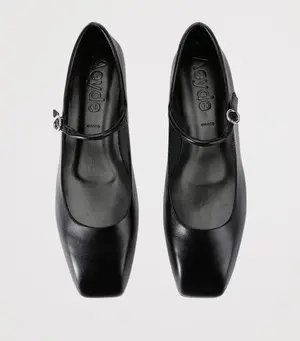 AeydĒ Leather Uma Mary Jane Flats - Black