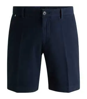 BOSS Stretch Cotton Slim-fit Shorts - Blue