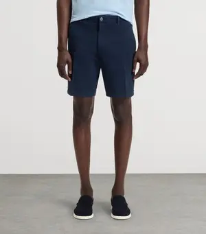 BOSS Stretch Cotton Slim-fit Shorts - Blue
