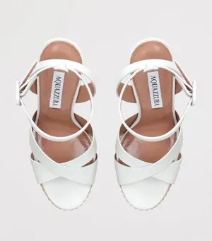 AQUAZZURA Leather Sunseeker Plateau Platform Sandals