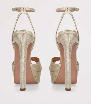 AQUAZZURA Metallic Divine Plateau Platform Sandals 130 - Gold