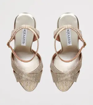 AQUAZZURA Metallic Divine Plateau Platform Sandals 130 - Gold