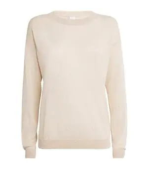 Eleventy Sequin-embellished Silk-blend Sweater - Beige