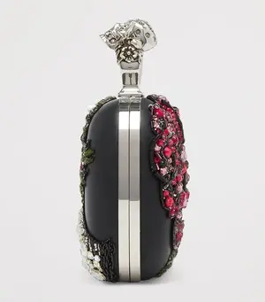 Alexander McQueen Leather Embellished Skull Knuckle Clutch - Metallic