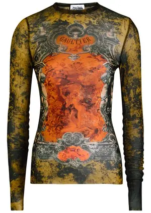 Jean Paul Gaultier Printed Mesh Top - Multicoloured