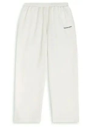MKI MIYUKI ZOKU Logo Seersucker Wide-leg Trousers - Ecru