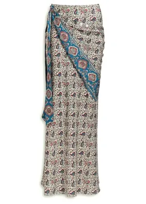 Rabanne Paisley Satin Maxi Skirt - Multi Print