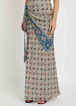 Rabanne Paisley Satin Maxi Skirt - Multi Print