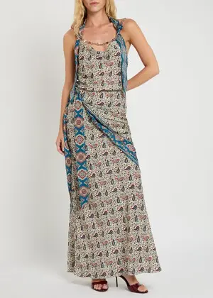 Rabanne Paisley Satin Maxi Skirt - Multi Print