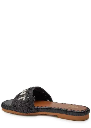 DE SIENA Embroidered Raffia Sliders