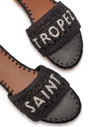 DE SIENA Embroidered Raffia Sliders