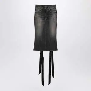 Balenciaga Smoky Denim Skirt With Laces - Grey