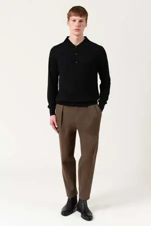 AUTORE Douglas Merino Wool Polo Shirt - Nero