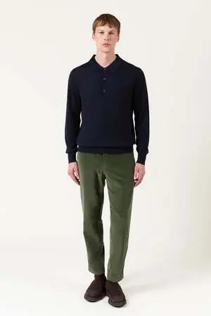 AUTORE Douglas Merino Wool Polo Shirt - Blue