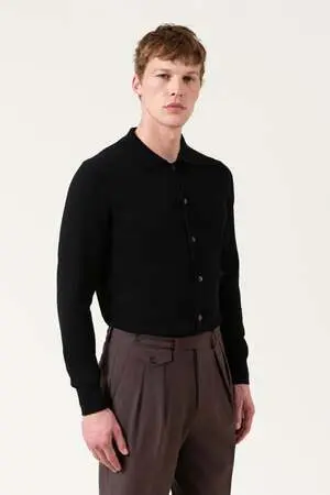 AUTORE Freeman Merino Wool Cardigan - Nero