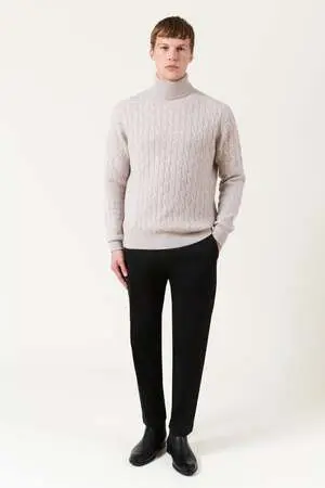AUTORE Wool And Cashmere Curtis Turtleneck Sweater - Beige