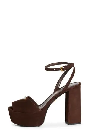 Prada Logo Platform Sandal - Moro