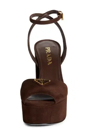 Prada Logo Platform Sandal - Moro
