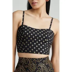 HOLICHIC Eva Brocade Silk Crop Top