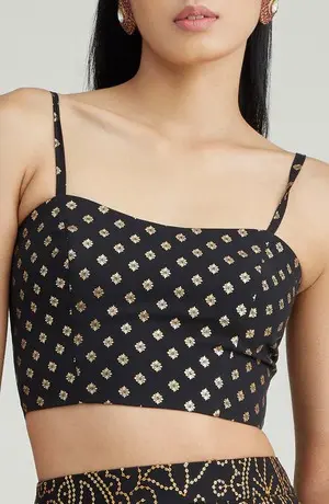 HOLICHIC Eva Brocade Silk Crop Top