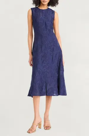 LUXELY Jacquard A-line Midi Dress
