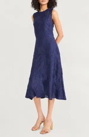 LUXELY Jacquard A-line Midi Dress