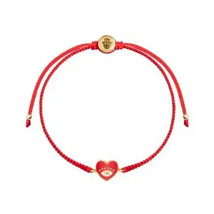 KARMA AND LUCK Evil Eye Heart Charm String Bracelet - Red