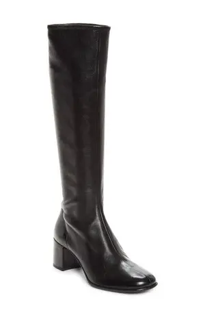 Prada Stretch Leather Knee High Boot - Nero