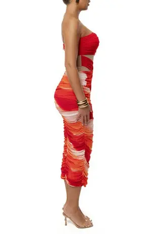 JLUXLABEL Ruched Strapless Midi Dress