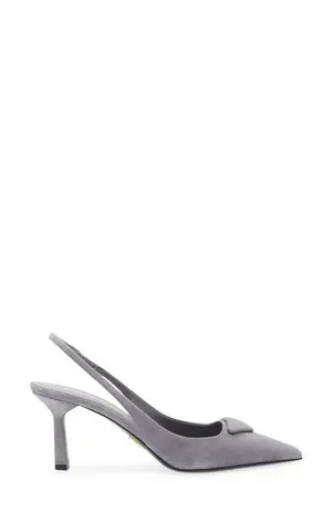 Prada Logo Slingback Pump - Ghiaia