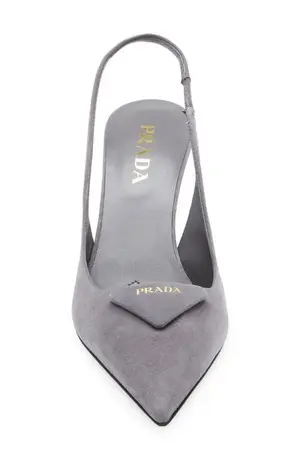 Prada Logo Slingback Pump - Ghiaia