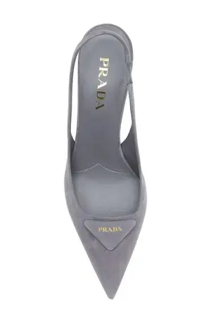 Prada Logo Slingback Pump - Ghiaia