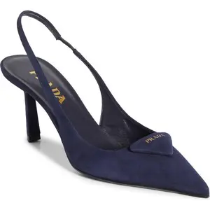 Prada Logo Slingback Pump Navy