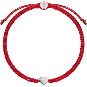 KARMA AND LUCK Protected Lovered String Heart Charm Bracelet - Red/silver