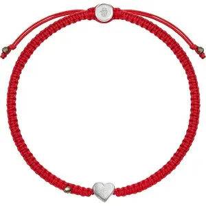 KARMA AND LUCK Protected Lovered String Heart Charm Bracelet - Red/silver