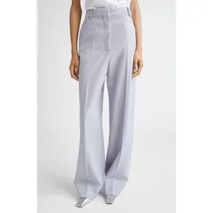 Stella McCartney Loose Straight Leg Wool Canvas Trousers - 4218 - Cloudy Blue