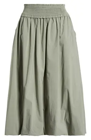 Wit & Wisdom Smocked Waist Bubble Hem Midi Skirt - Deep Seagrass