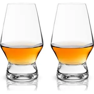 VISKI Raye Crystal Footed Scotch Glasses Set Of 2 - Clear