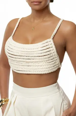 JLUXLABEL Braided Crop Top - Ivory