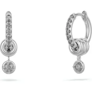 SPINELLI KILCOLLIN Zahra Grey Diamond Pavé Huggie Hoop Earrings - Silver