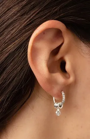 SPINELLI KILCOLLIN Zahra Grey Diamond Pavé Huggie Hoop Earrings - Silver