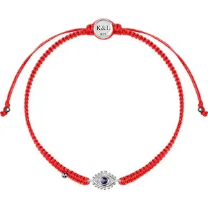 KARMA AND LUCK Red String Amethyst Evil Eye Charm Bracelet - Red/silver