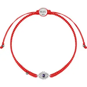 KARMA AND LUCK Amethyst Evil Eye Red String Bracelet - Red/silver
