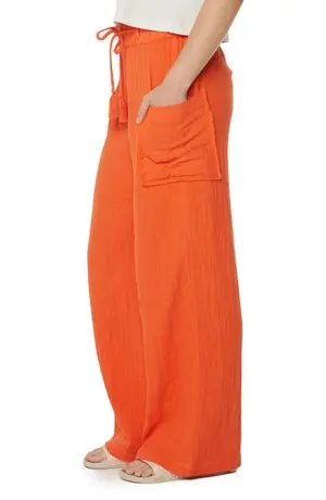 Roxy Wide-leg Cotton Pants - Tigerlily Solid