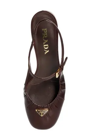 Prada Ruched Mary Jane Slingback Pumps - Moro