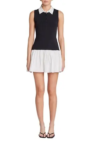 Endless Rose Drop Waist Mixed Media Mini Dress - Black