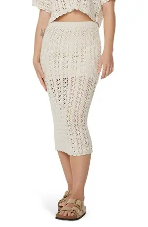 Roxy Sea Swirl Crochet Midi Skirt - Parchment Solid