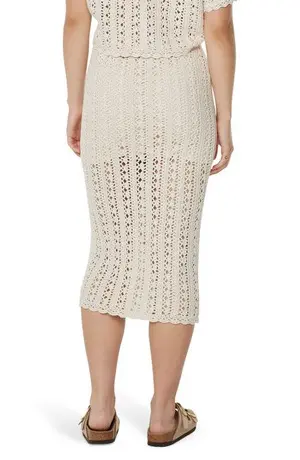 Roxy Sea Swirl Crochet Midi Skirt - Parchment Solid