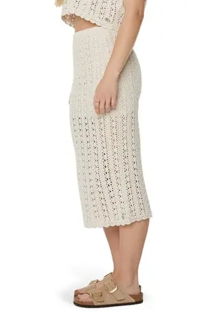 Roxy Sea Swirl Crochet Midi Skirt - Parchment Solid